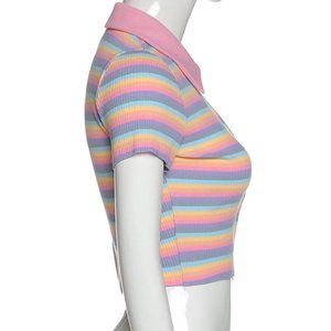 Tops | Pastel Rainbow Crop Top | Poshmark